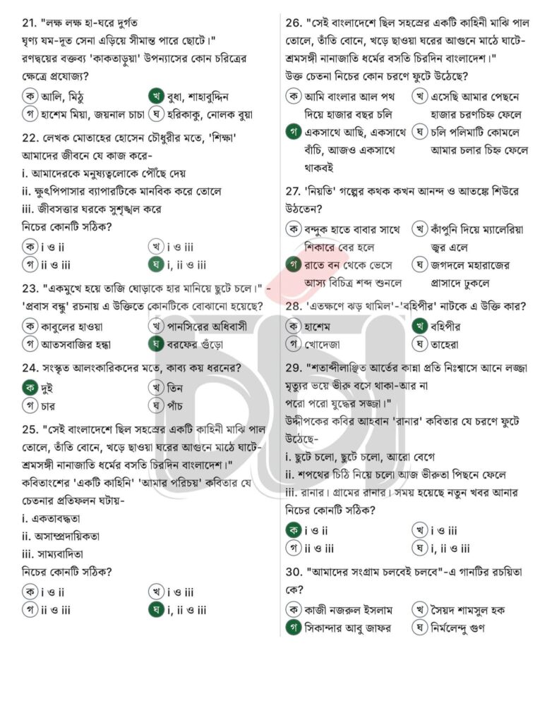 SSC Bangla 1st MCQ Solution All Boards - NCTB Books 2026